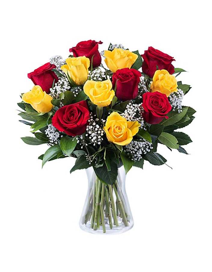 Bouquet of 6 Yellow and 6 Red Roses – Sahni's Bakery, 22 Number Phatak ...